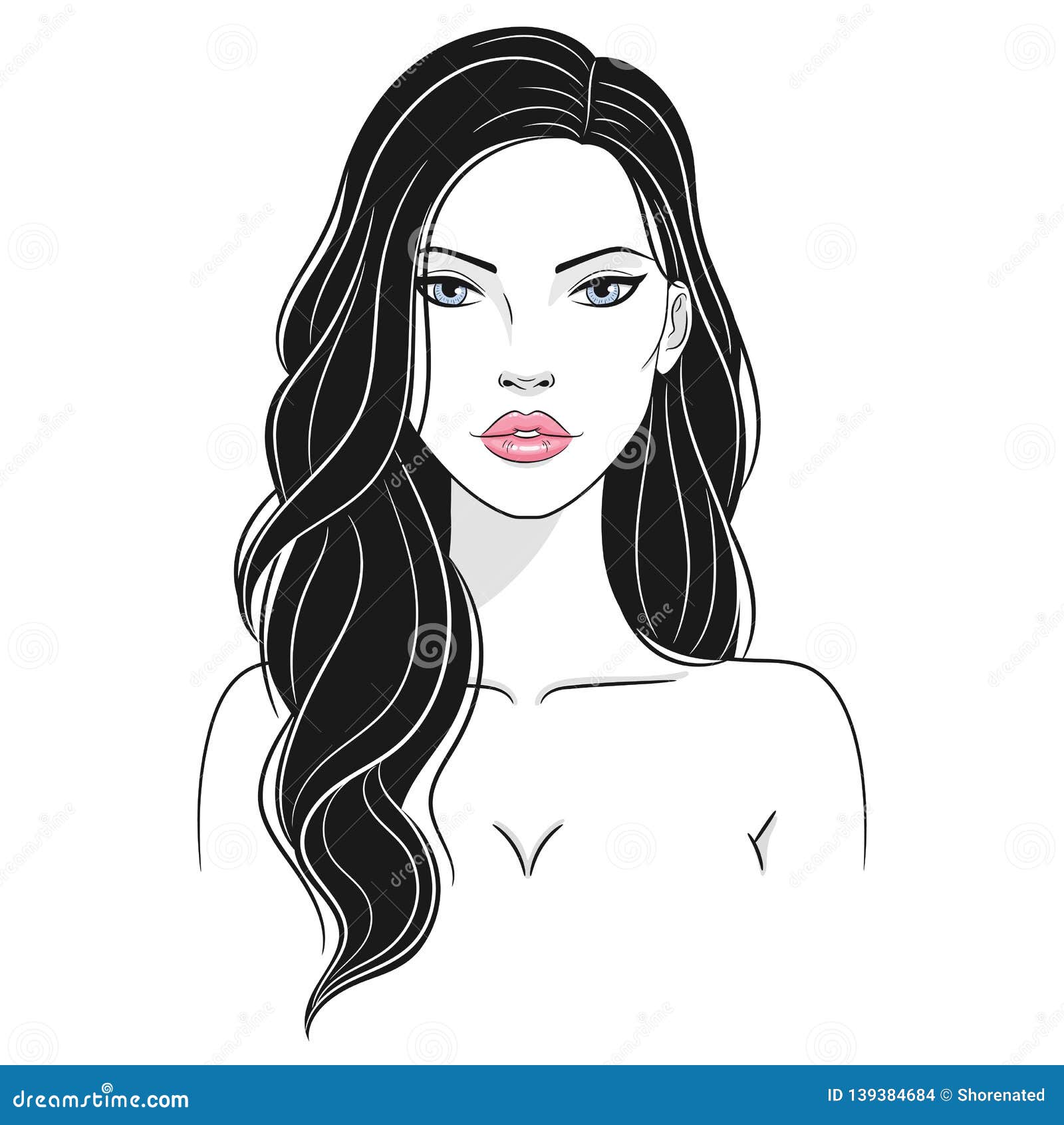 Illustration De Vecteur Dune Belle Jeune Femme Nue Avec De Longs
