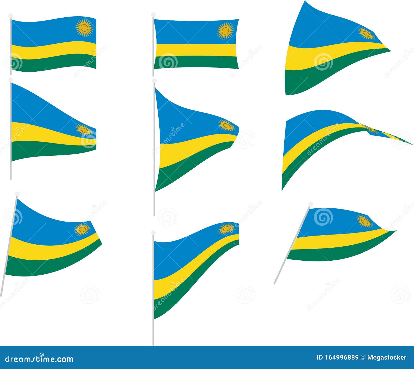 Illustration De Vector De Set with Rwanda Flag Illustration de Vecteur ...