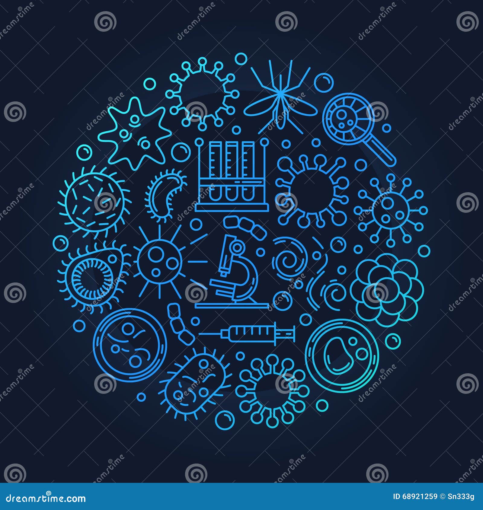 Illustration De Virologie Ou De Microbiologie Illustration de Vecteur ...