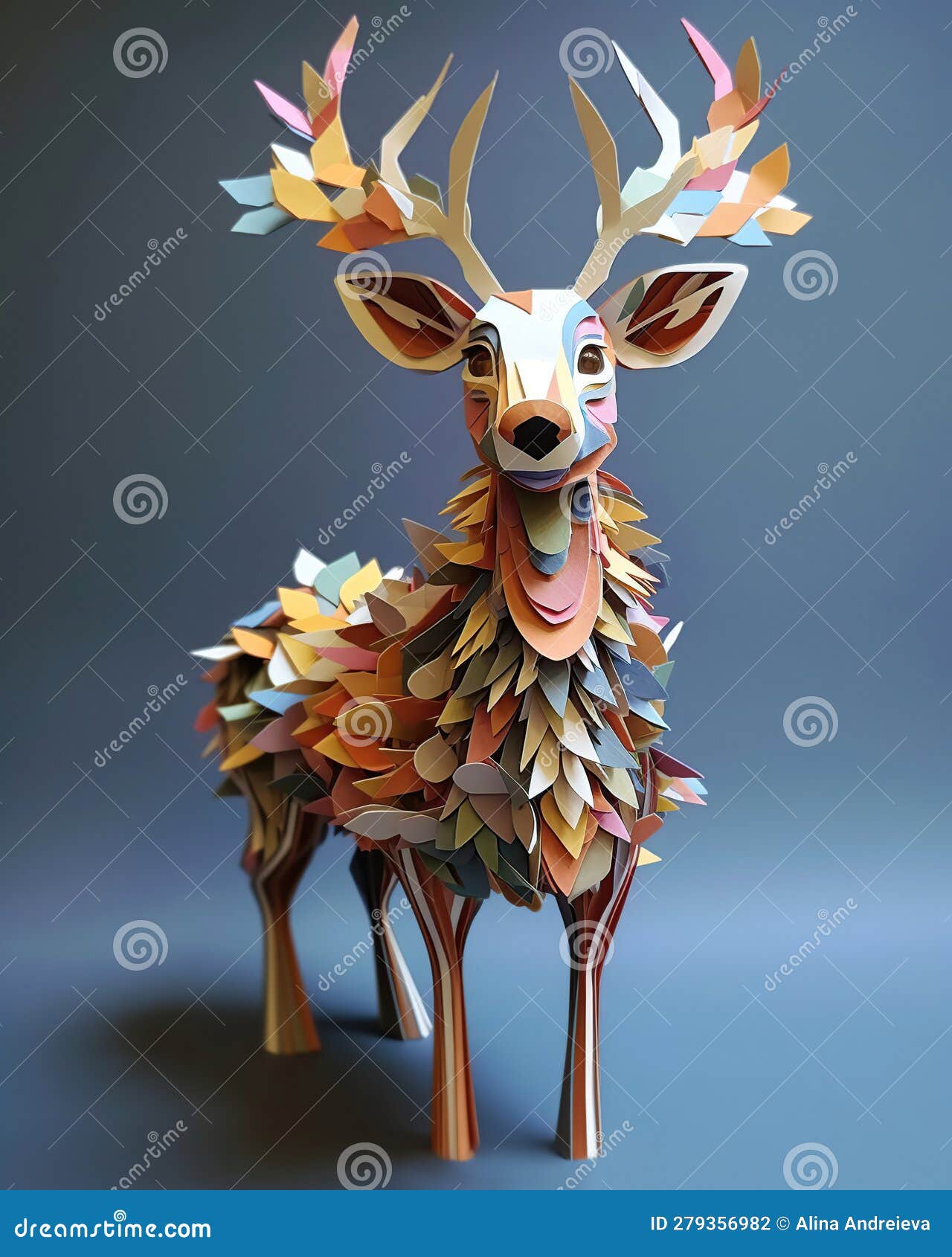 Illustration of a Deer Made from Pieces of Paper Stock Illustration ...