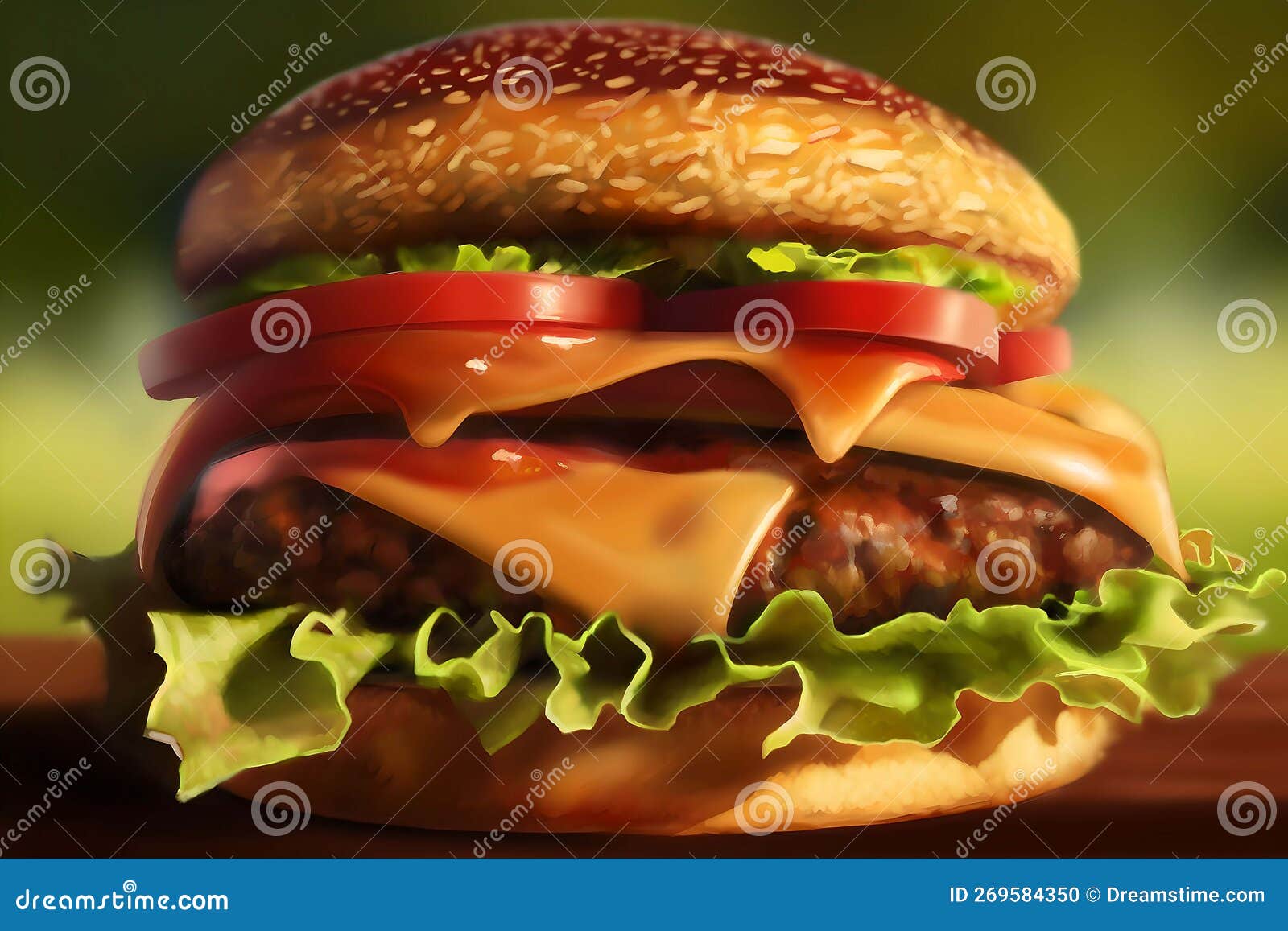 A Delicious Hamburger Generated by Ai Technology Stock Illustration ...