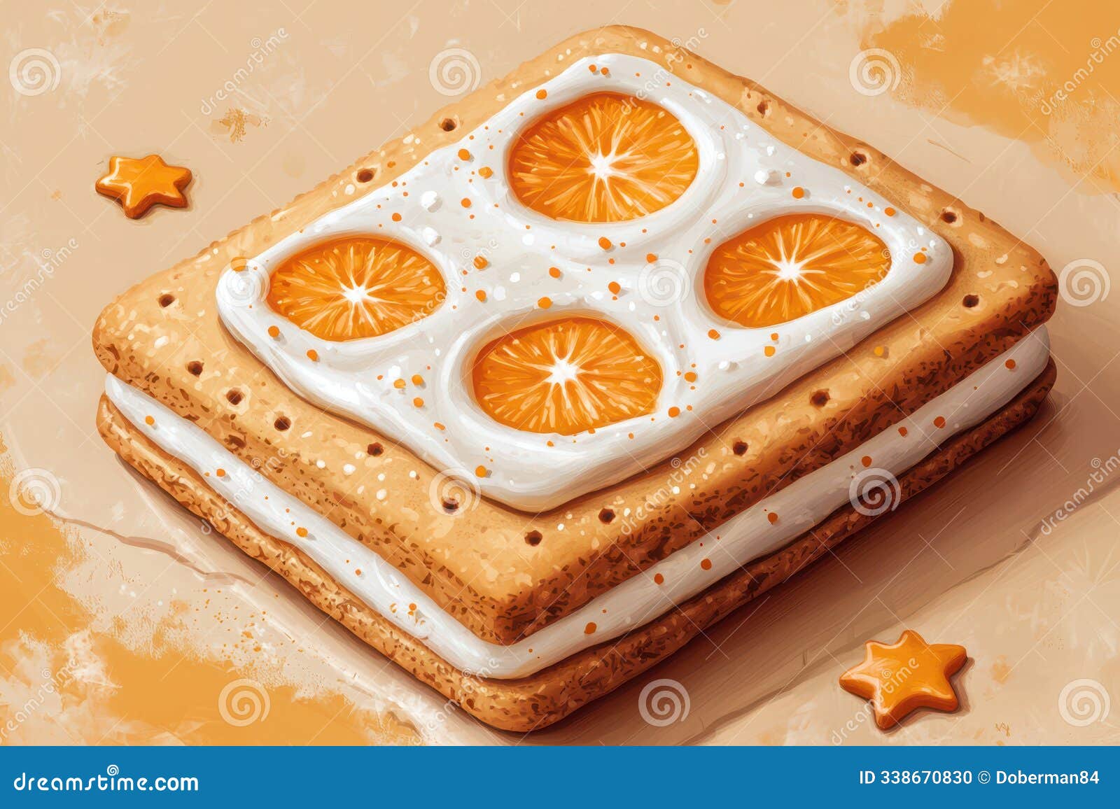 Illustration of a Delicious Rectangular Cookie with Creamy Filling on a ...