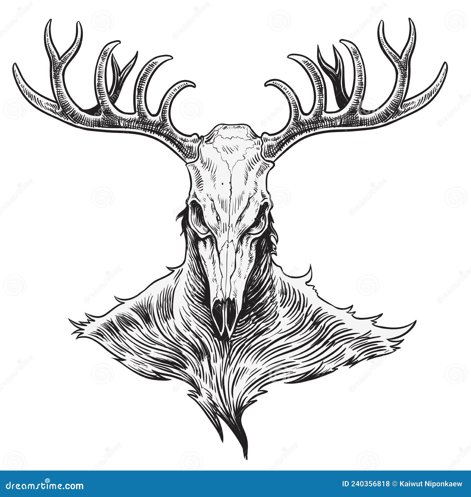 Demon deer skull 2 stock vector. Illustration of monster - 240356818
