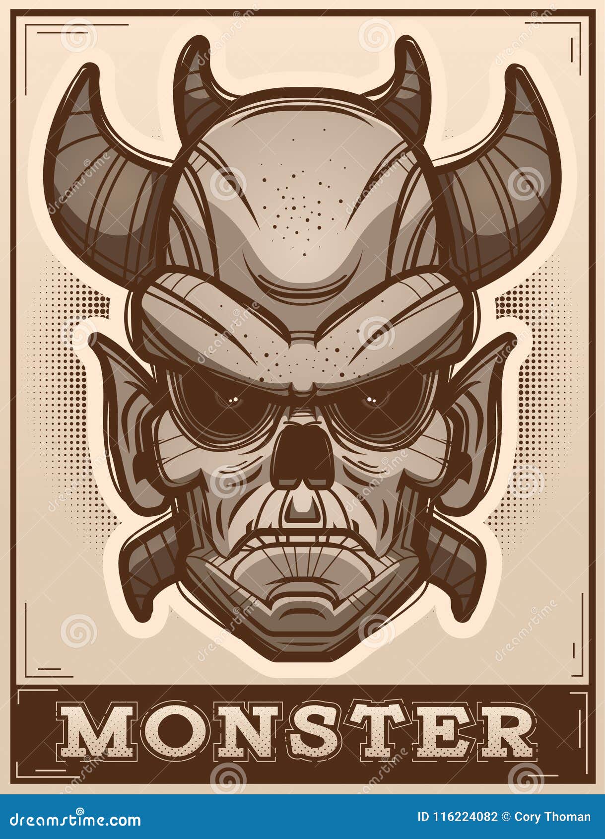 Demon Poster Illustration stock vector. Illustration of monster - 116224082