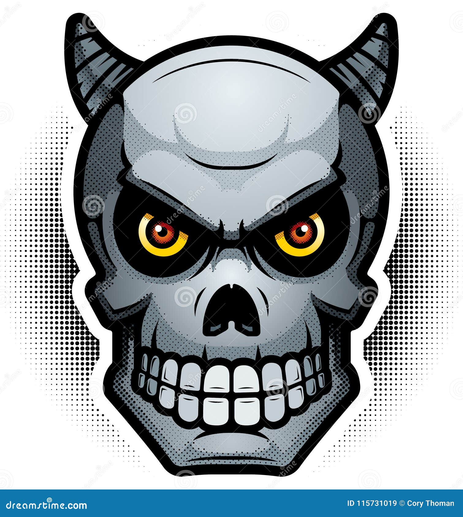 Evil Demon Skull Illustration Stock Vector - Illustration of cartoon ...