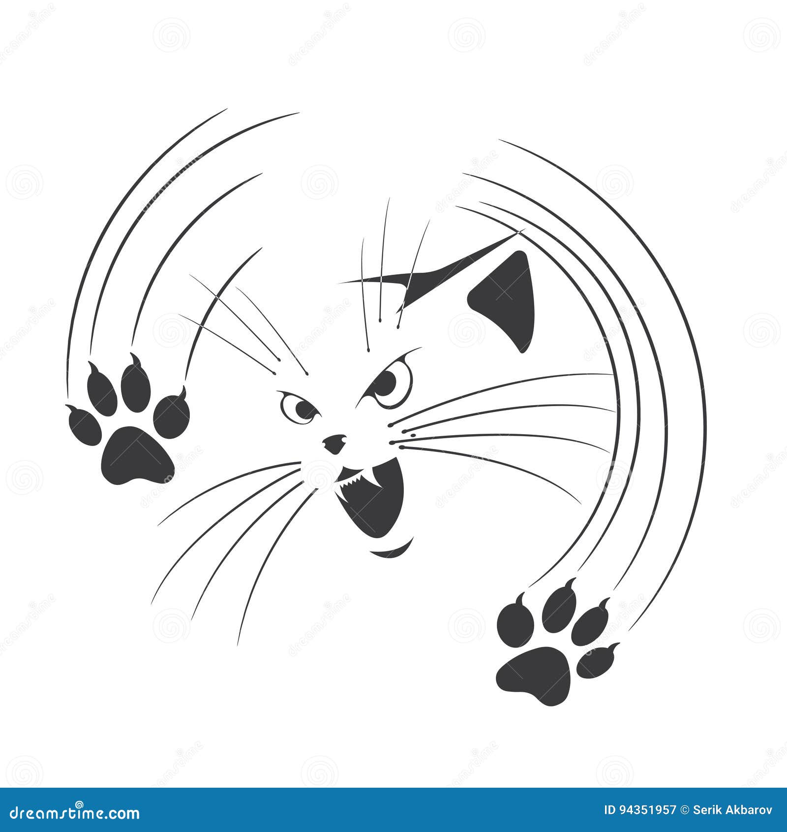 An Illustration Depicting an Aggressive Cat Stock Illustration ...