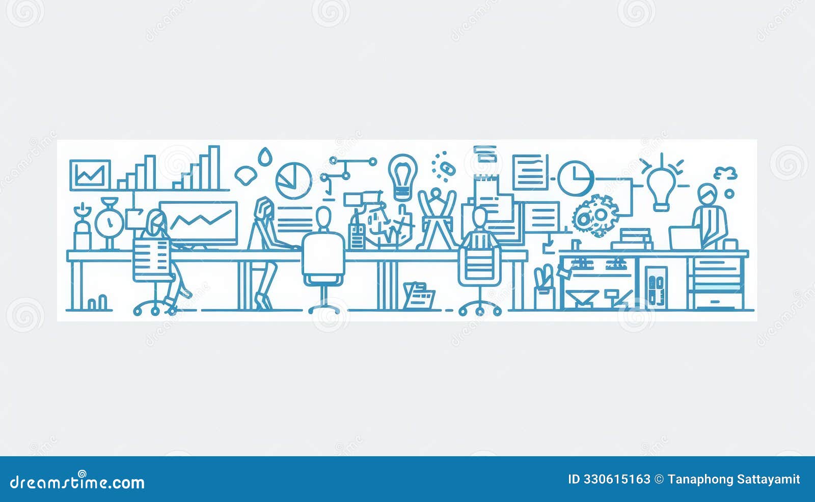 An Illustration Depicting a Collaborative Work Environment with Team ...