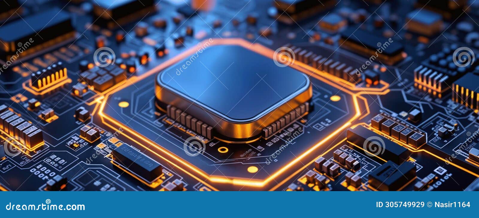 Illustration Depicting Cutting-edge Computing. a Motherboard Hosts a ...