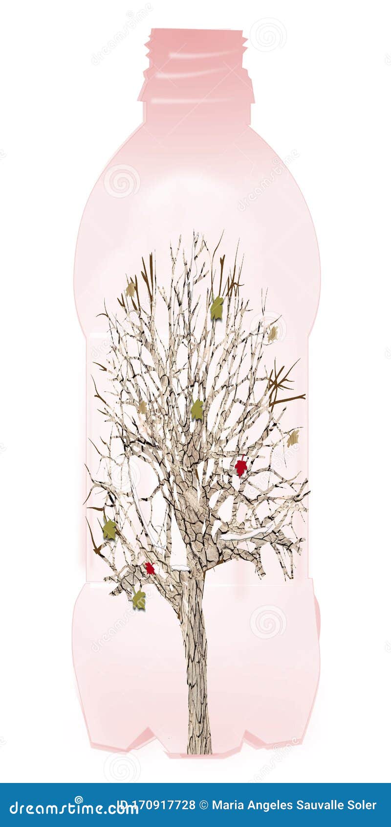 Tree inside a bottle. stock illustration. Illustration of imprisoned ...