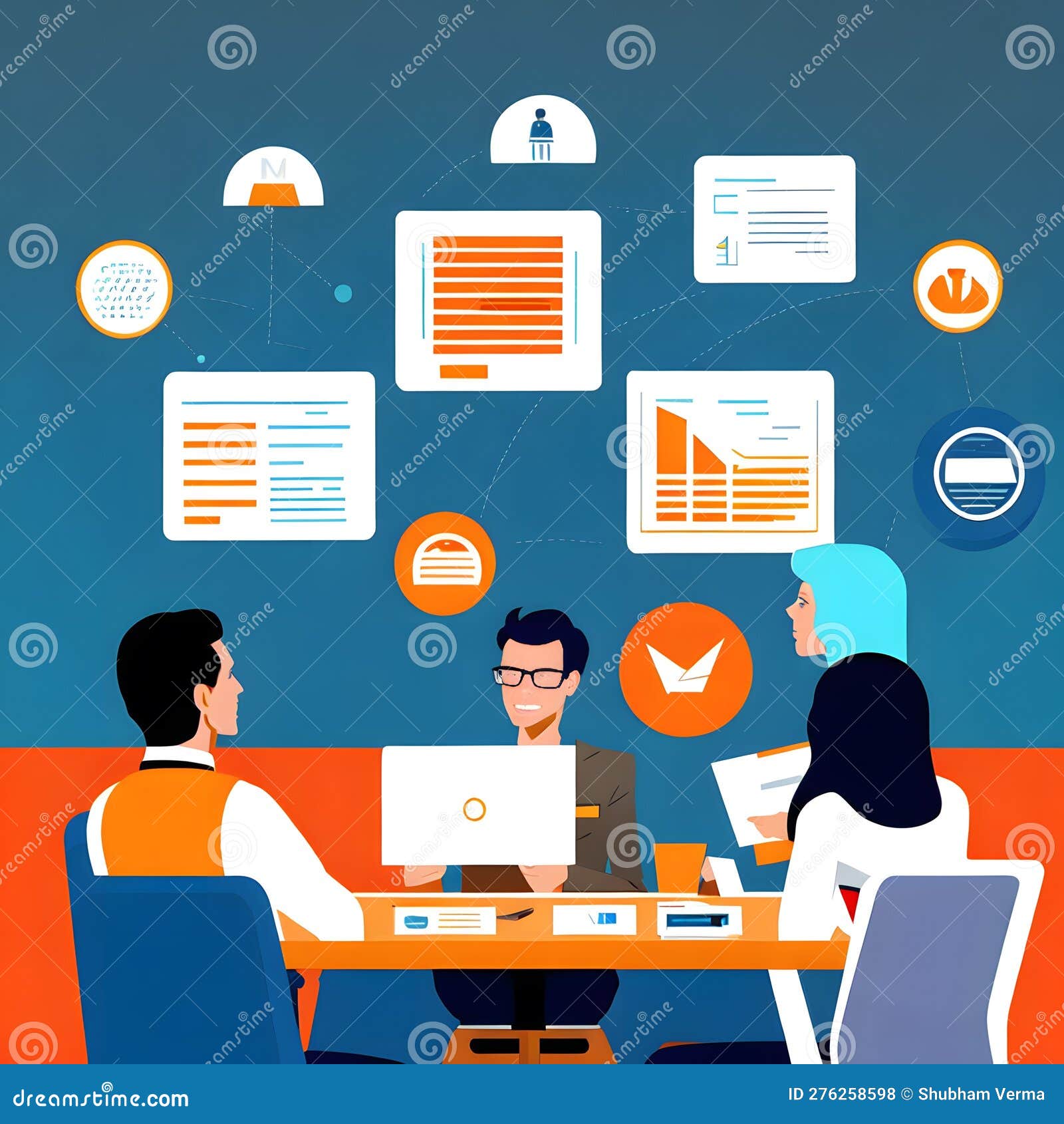 Depicting an Employee S Office Work through Illustration Stock ...