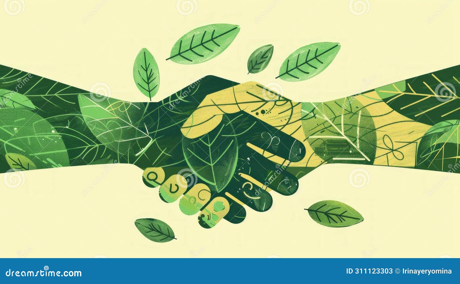 Eco-Friendly Green Business Handshake Illustration Stock Image - Image ...
