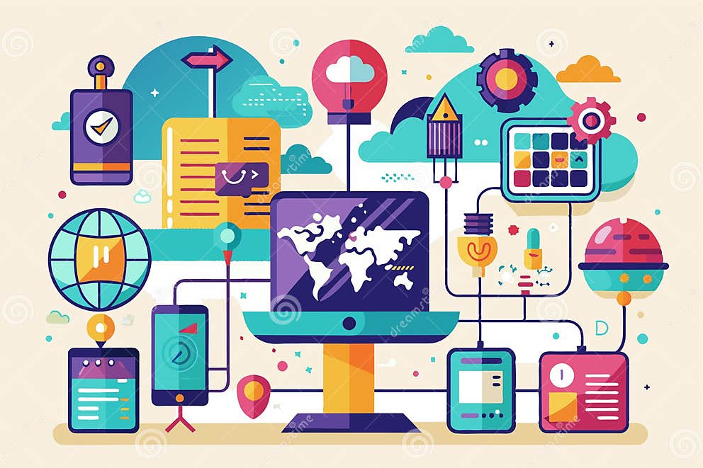 An Illustration Depicting Interconnected Devices and Cloud Computing ...