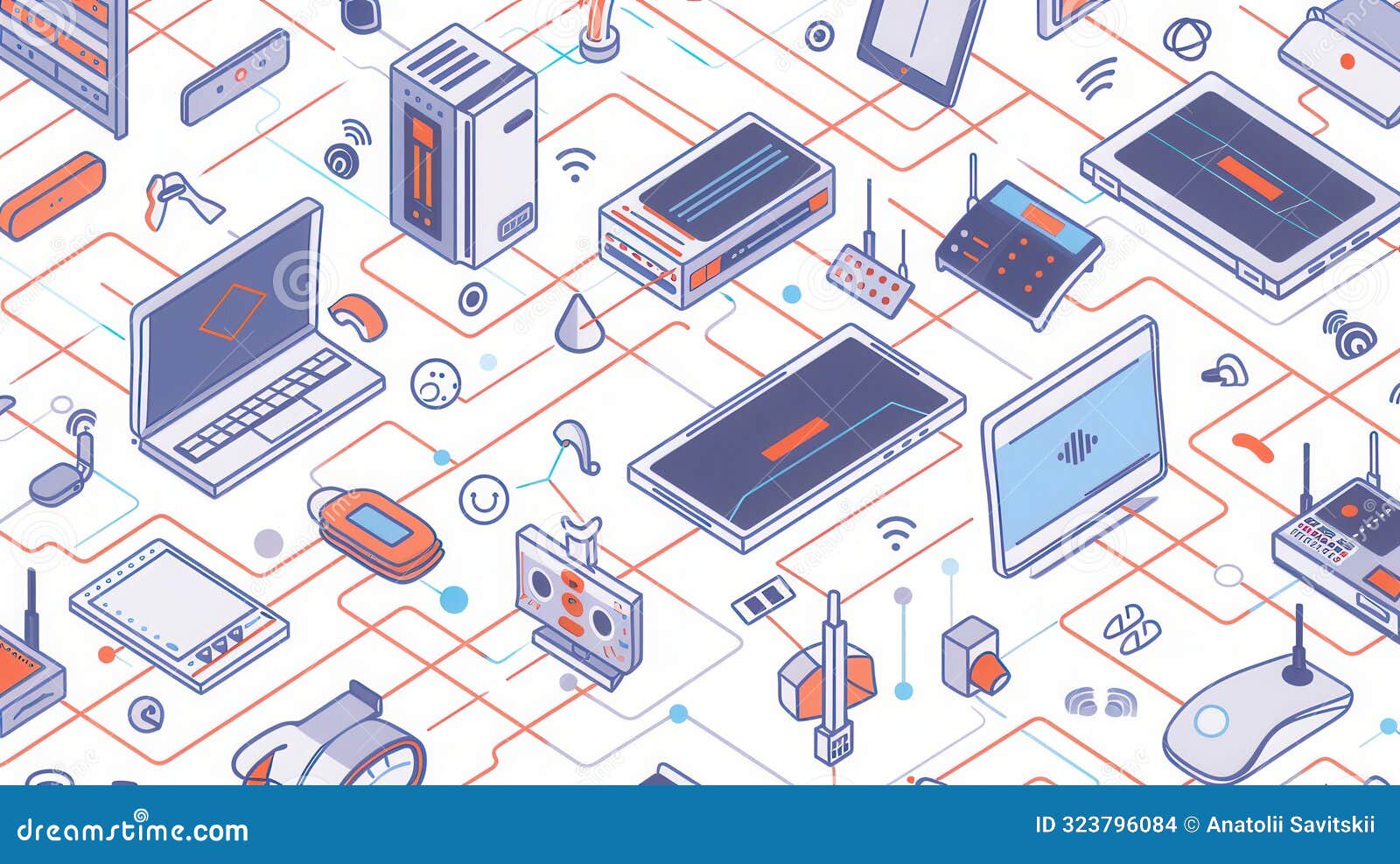 An Illustration Depicting a Modern Network with Various Devices ...
