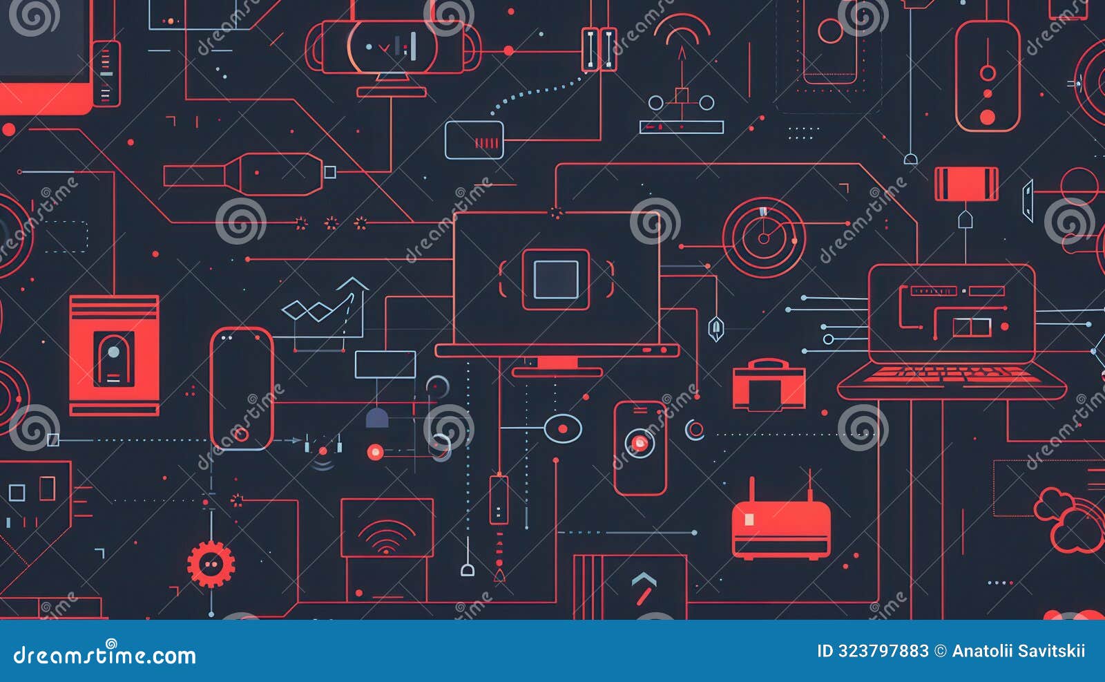 An Illustration Depicting a Network of Interconnected Smart Home ...