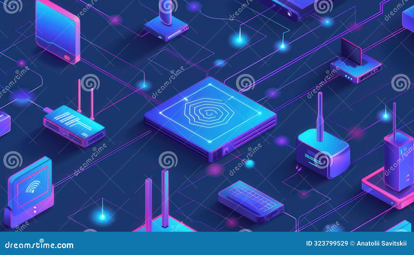An Illustration Depicting a Network of Various Devices, Including ...