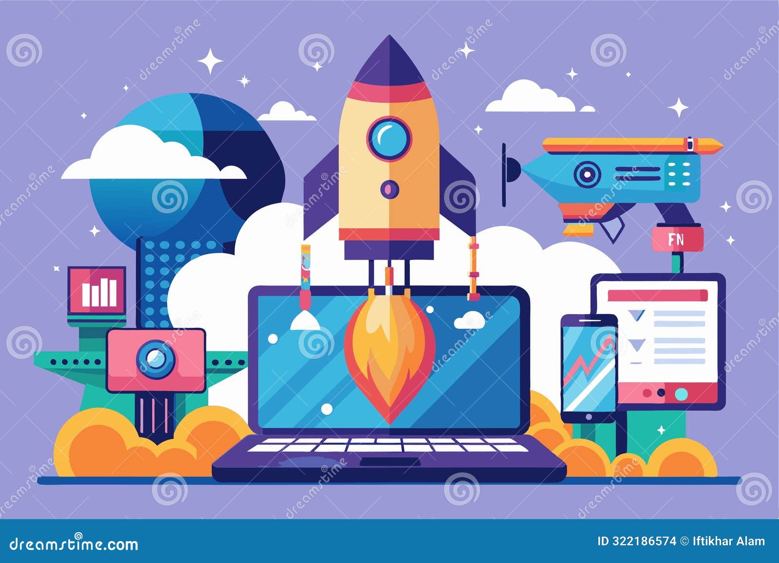 An Illustration Depicting a Rocket Launching from a Laptop Screen ... An Illustration Depicting a Rocket Launching from a Laptop Screen ...