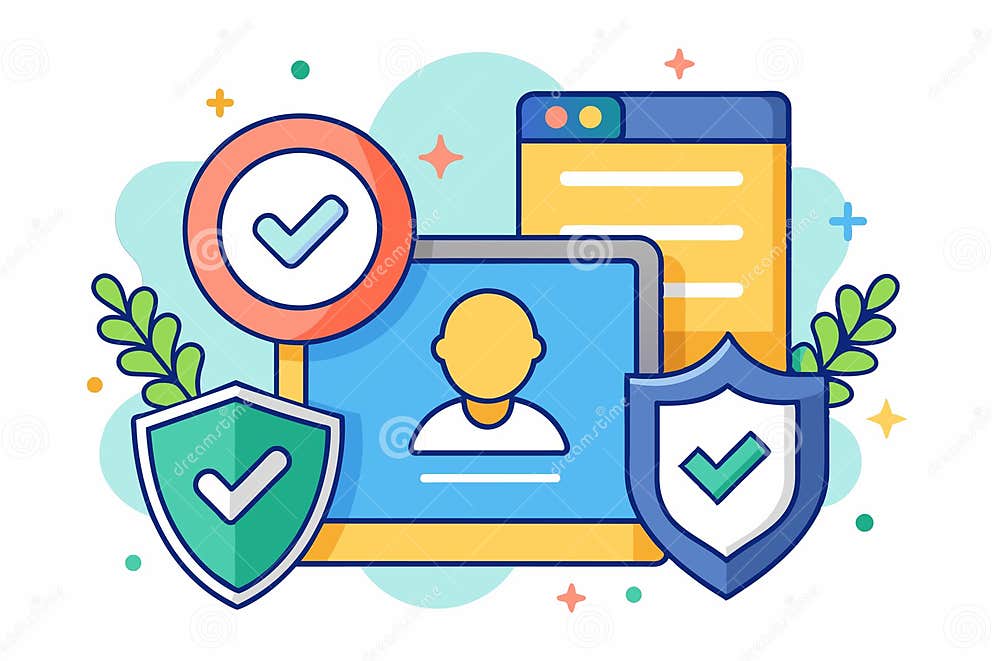 Illustration Depicting Secure Digital Profile with Checkmarks and ...