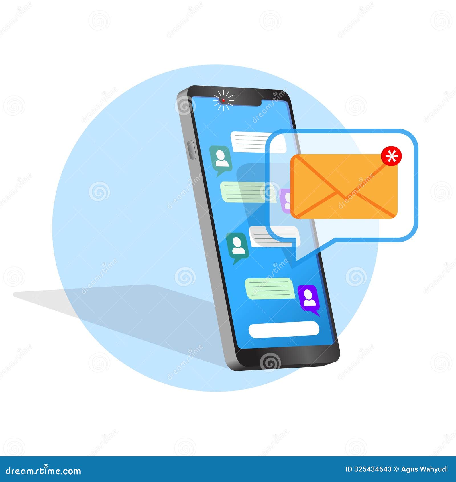 Smartphone with Email Notification Icon Stock Illustration ...