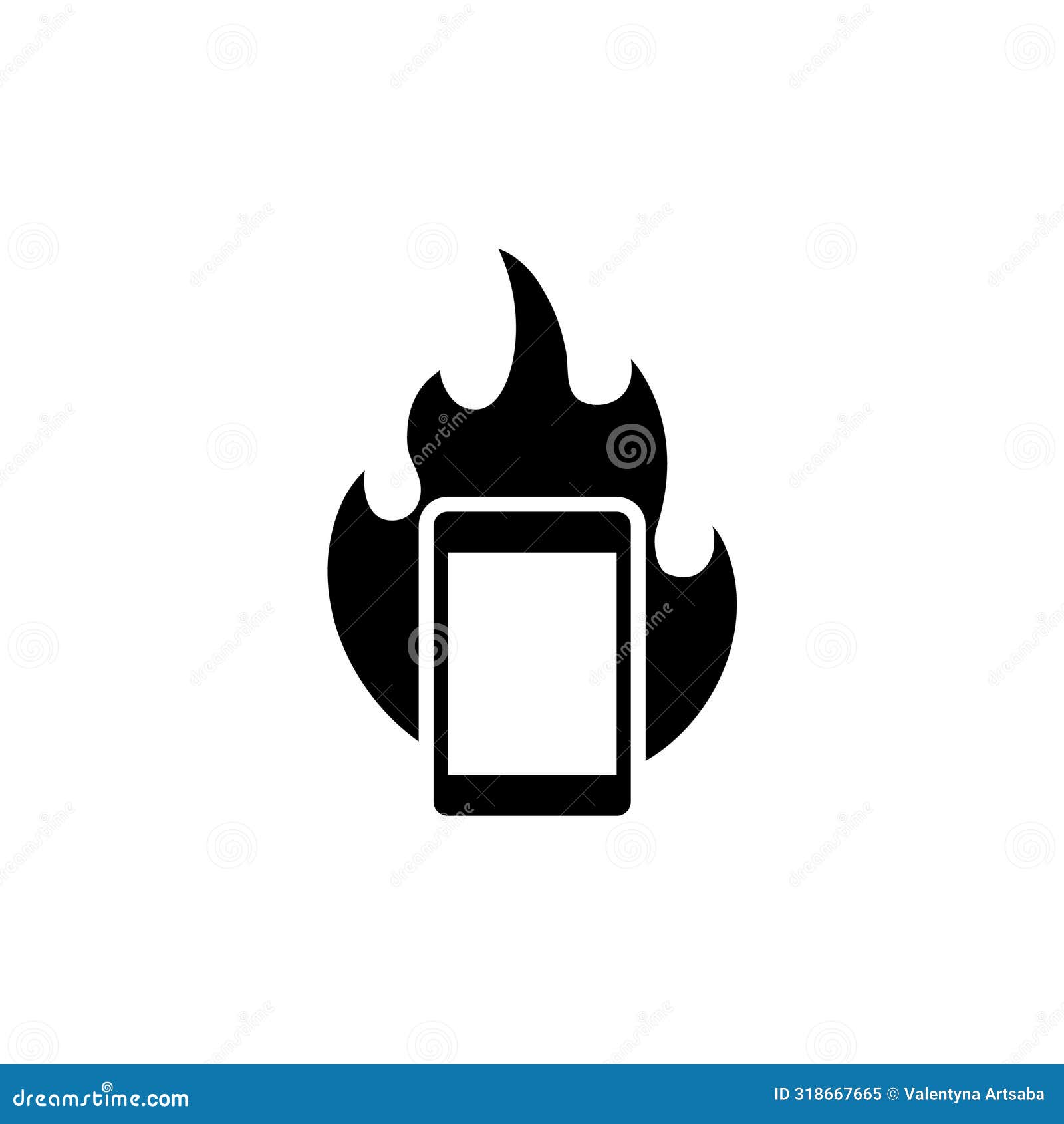 An Illustration Depicting a Smartphone Surrounded by Flames ...
