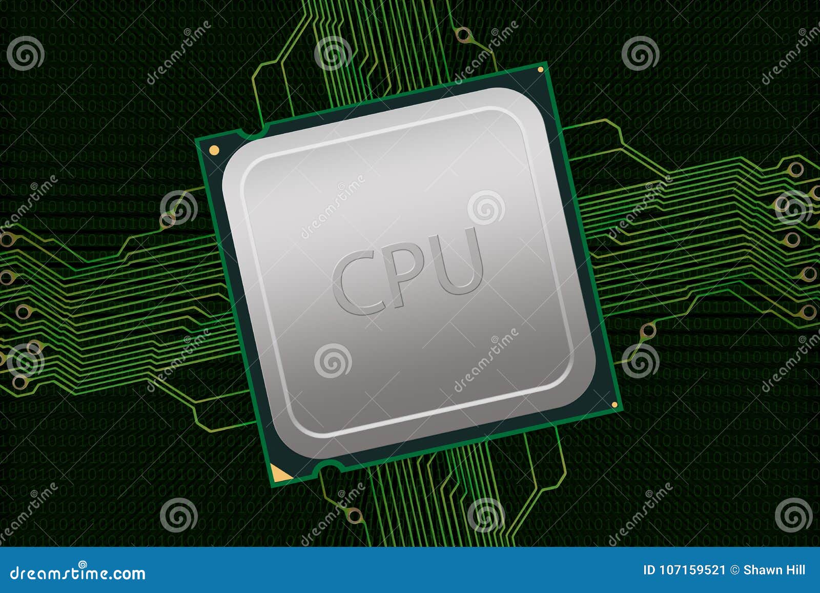 Generic CPU with Electrical Connections & Data Stock Illustration ...