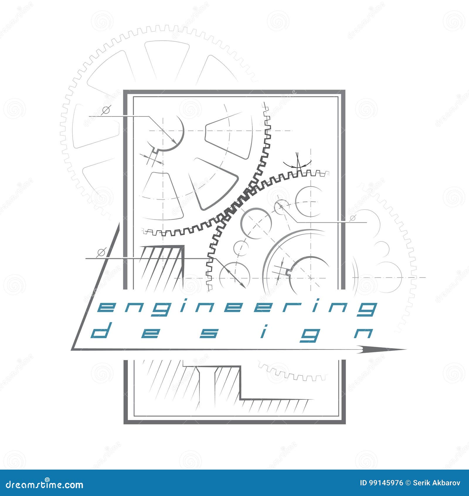 An Illustration Depicting Two Gears Stock Illustration - Illustration ...