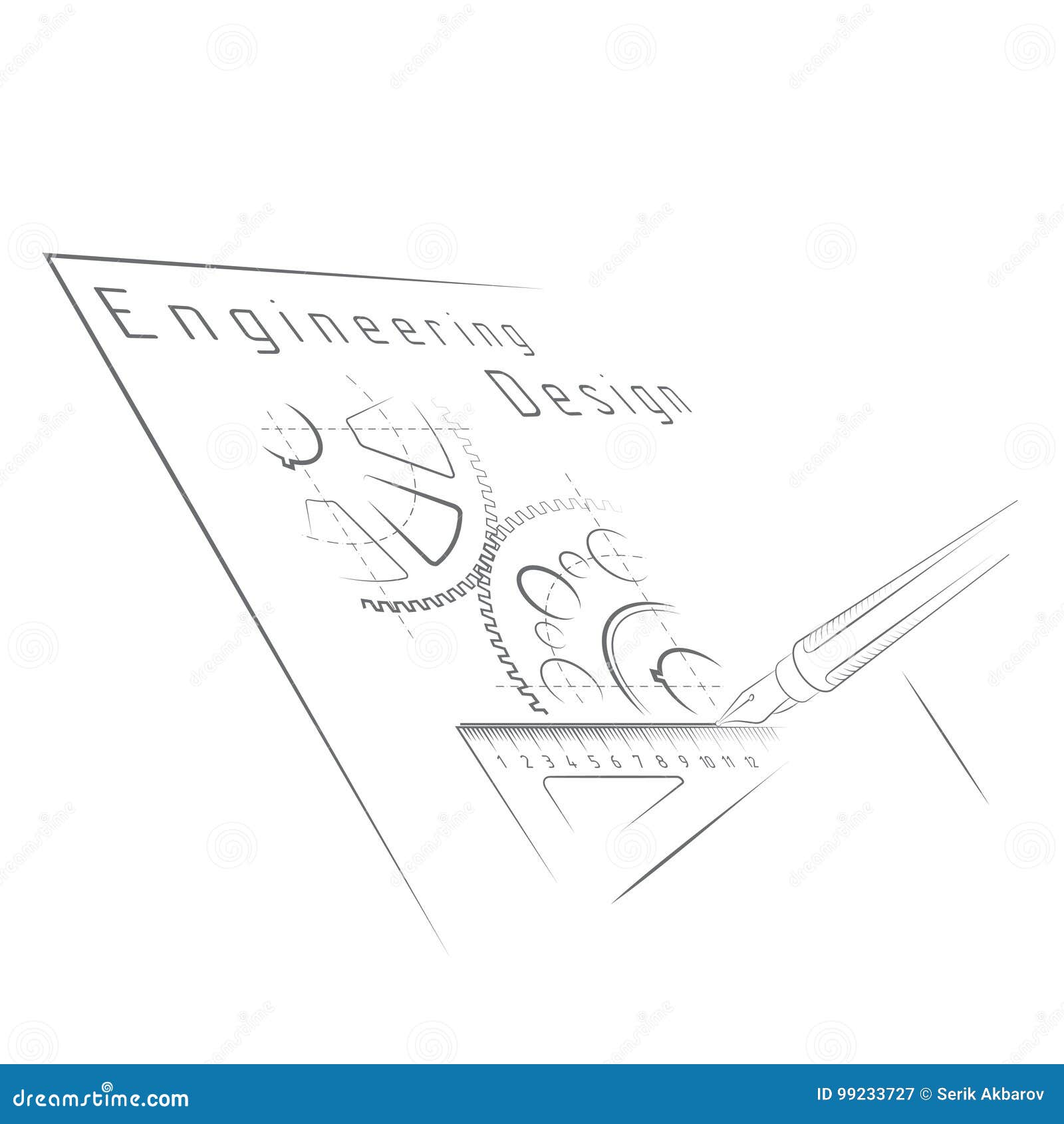 An Illustration Depicting Two Gears Stock Illustration - Illustration ...