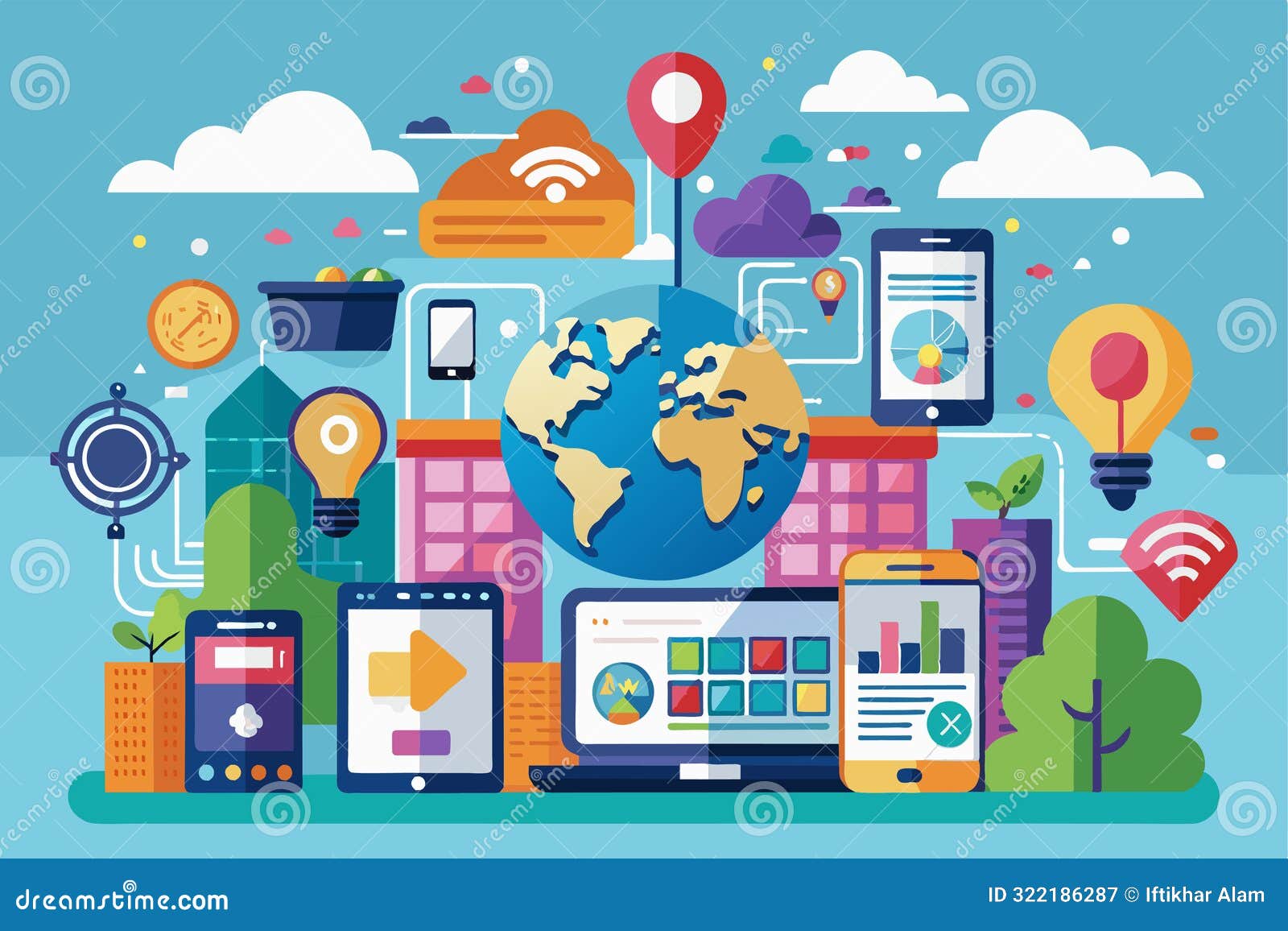 An Illustration Depicting the Use of Mobile Devices and Internet Access ...