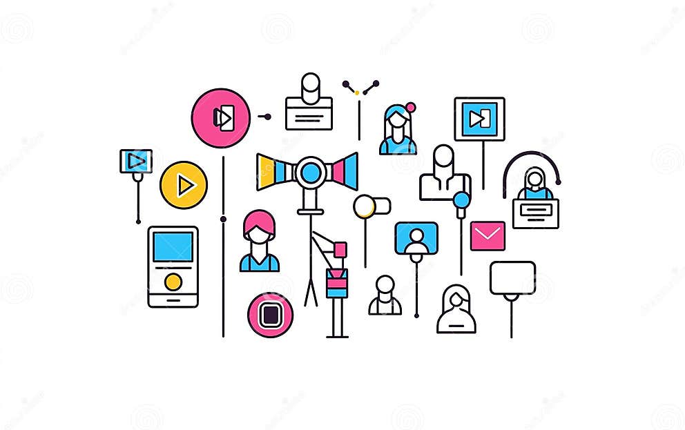 Illustration Depicting Various Multimedia Tools and Communication ...