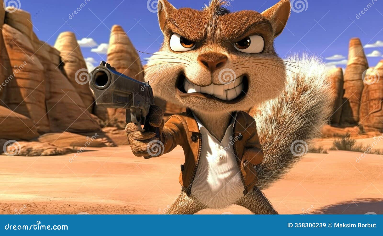 This Illustration Depicts an Anthropomorphic Gerbil Gunfighting in a ...