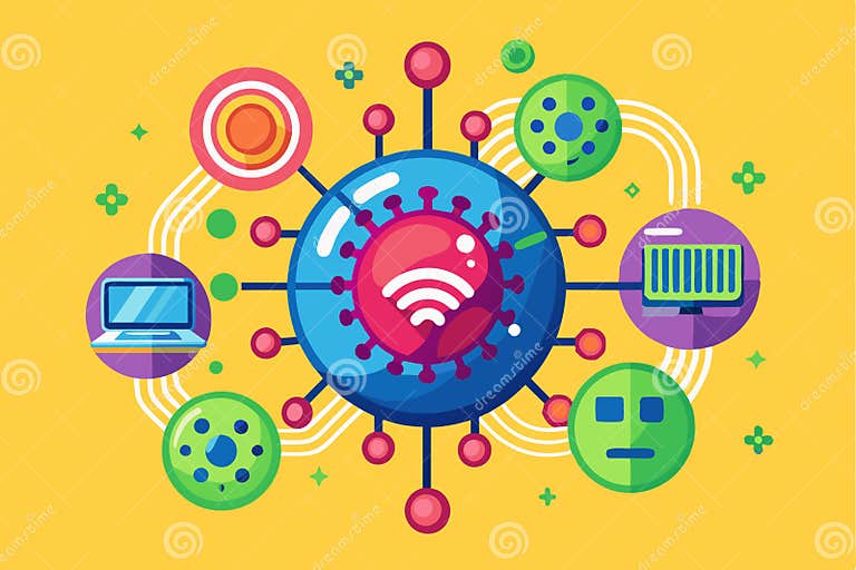 This Illustration Depicts Customizable Virus Transmission with Digital ...