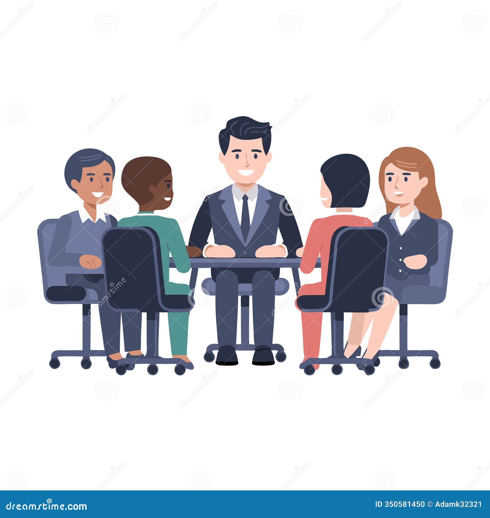 Business Team Meeting Illustration with Diverse Colleagues ...