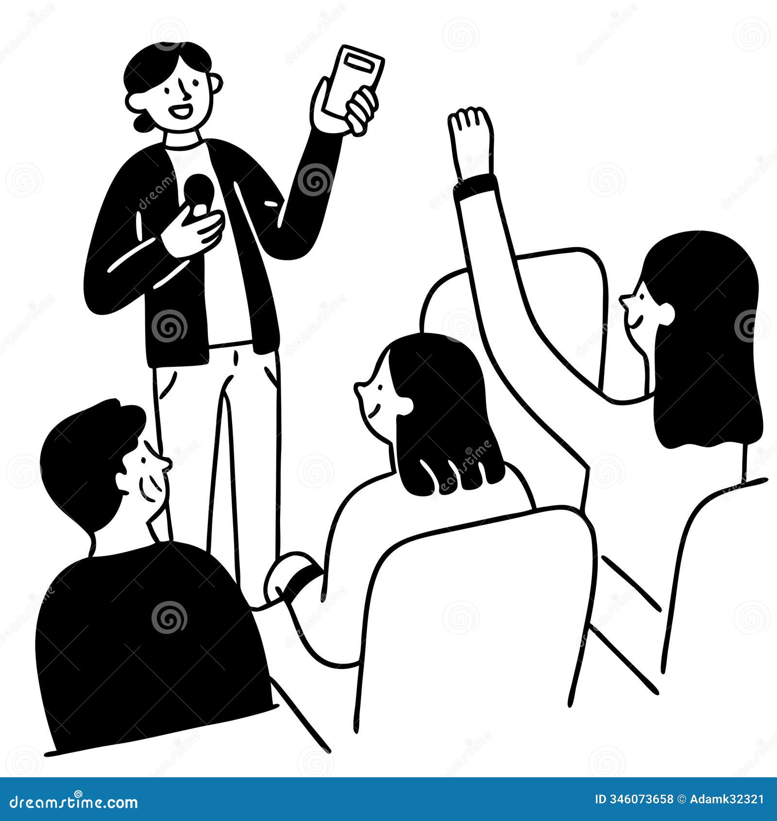 Vector Illustration of Engaging Classroom Presentation with Speaker and ...