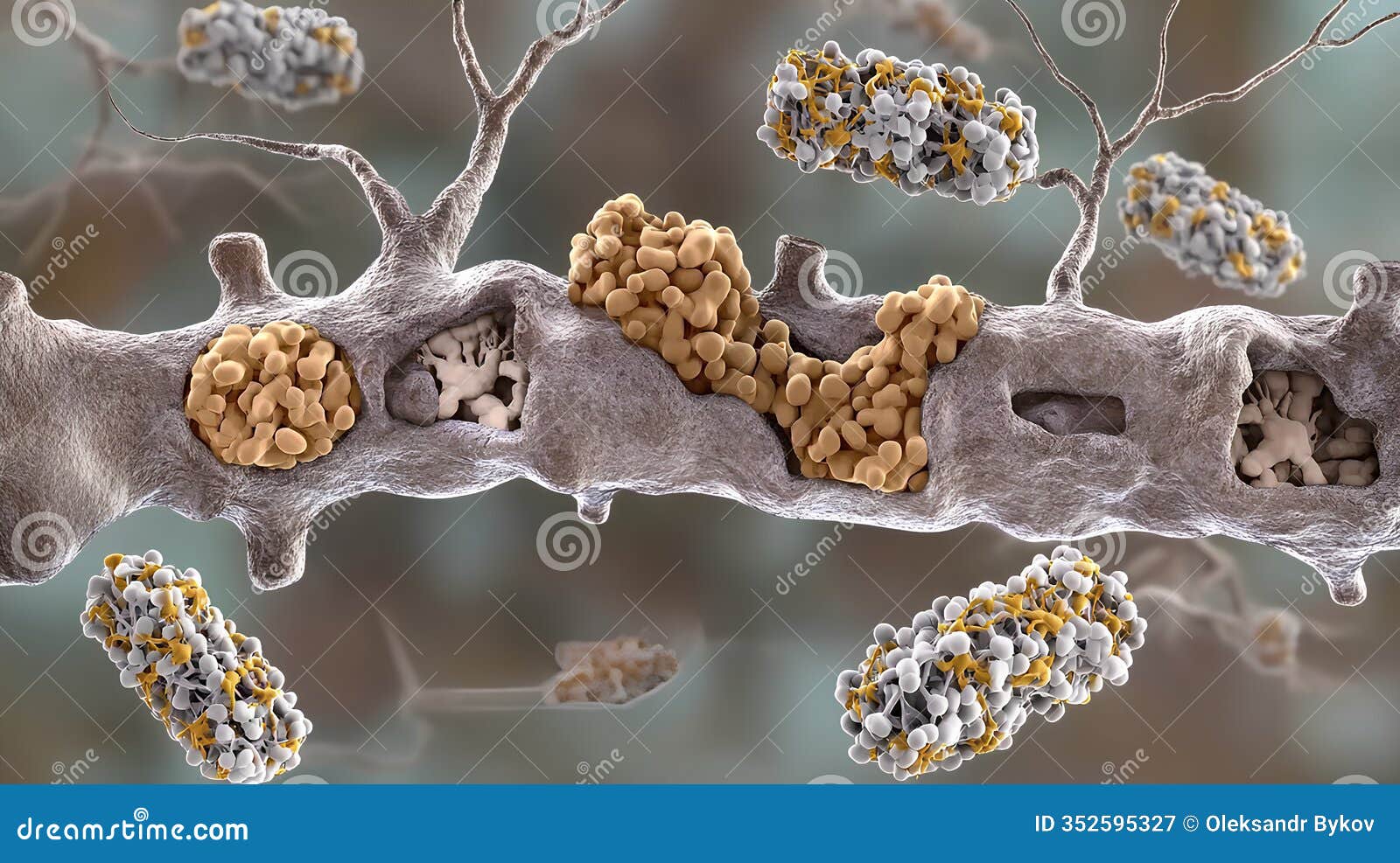 Detailed Illustration of Molecular Structures within a Neuron ...