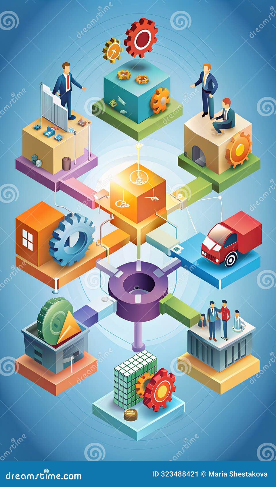 An Illustration Depicts a Network of Colorful, Interlocking Gears ...