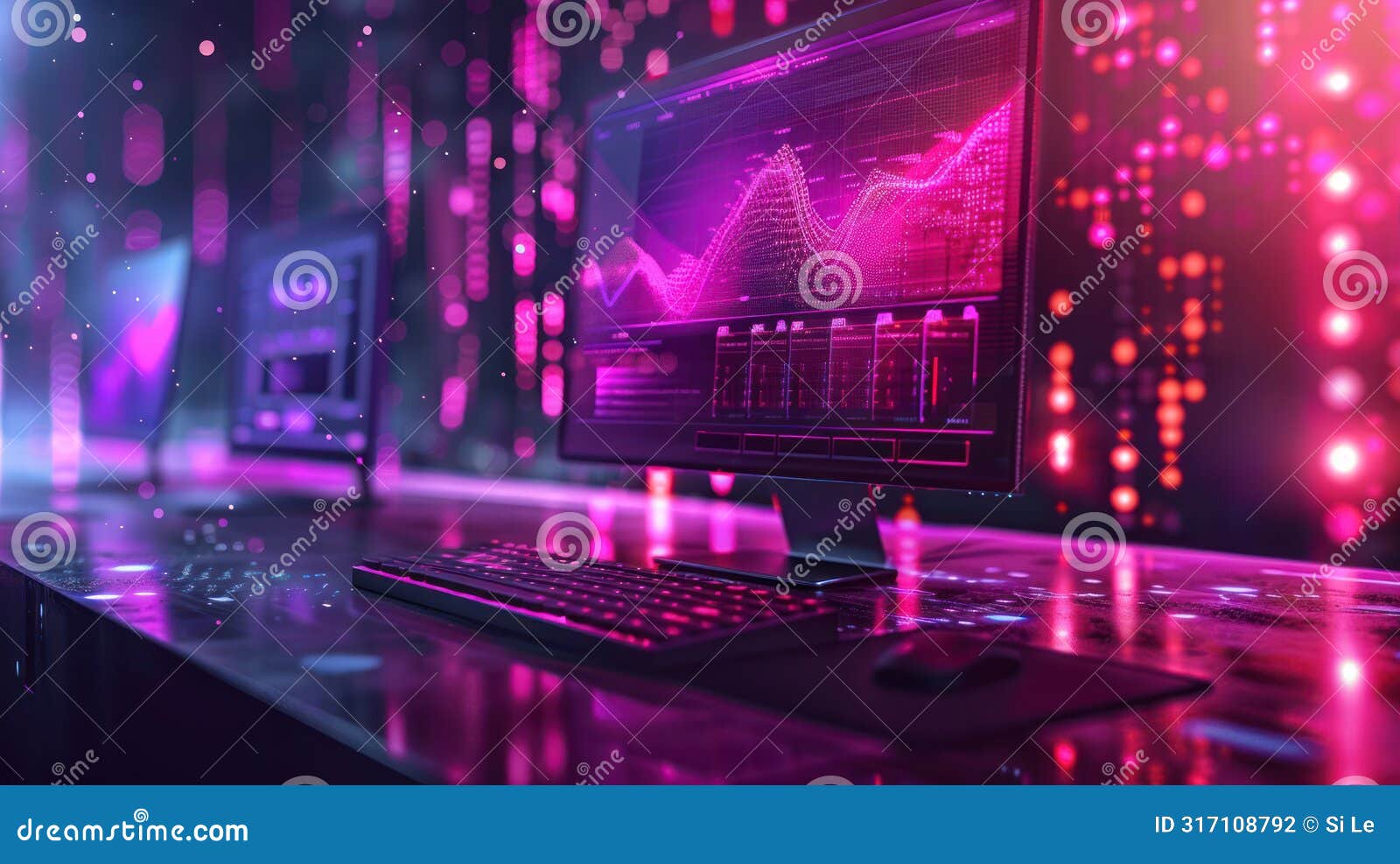 Rising Graphs on Computer Screen: Illustration of Increasing Data ...