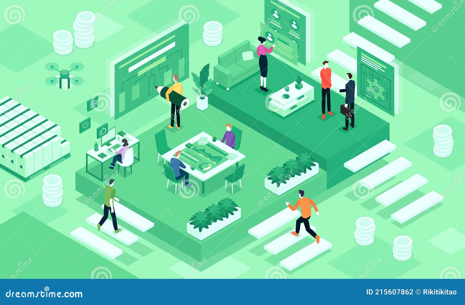 Isometric Vector Illustration of Organizational Life Cycle Stock Vector ...