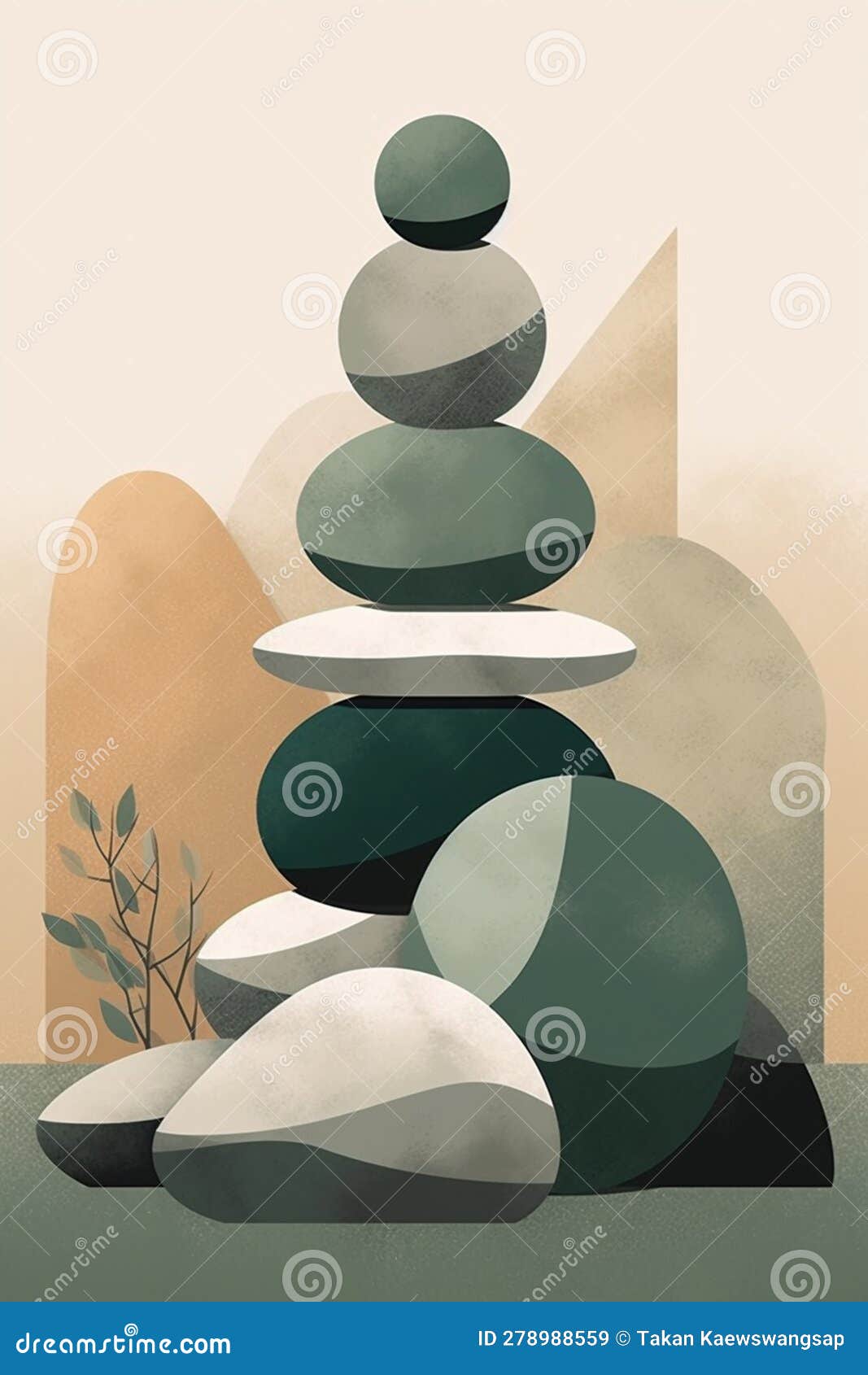 Stacked Set of Boulders - Generative Ai Illustration Stock Illustration ...