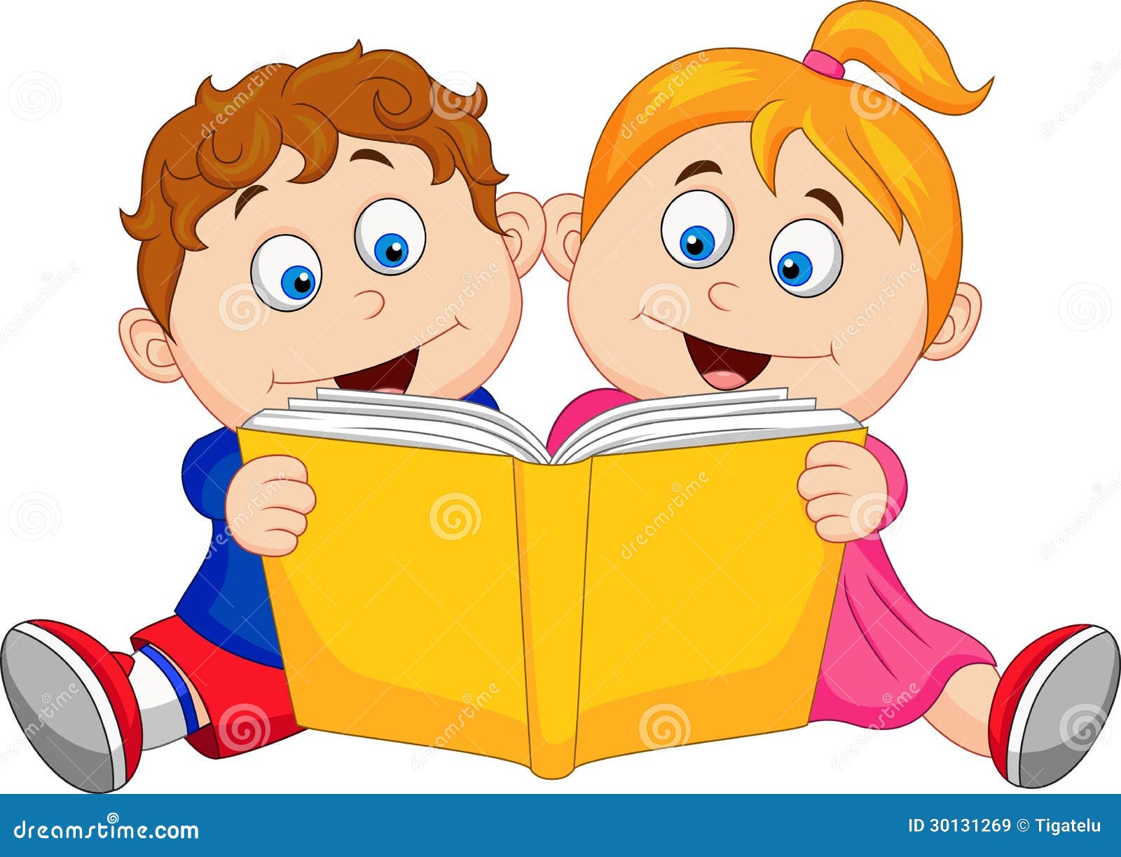 Kinder, die ein Buch lesen vektor abbildung. Bild von paare - 30131269