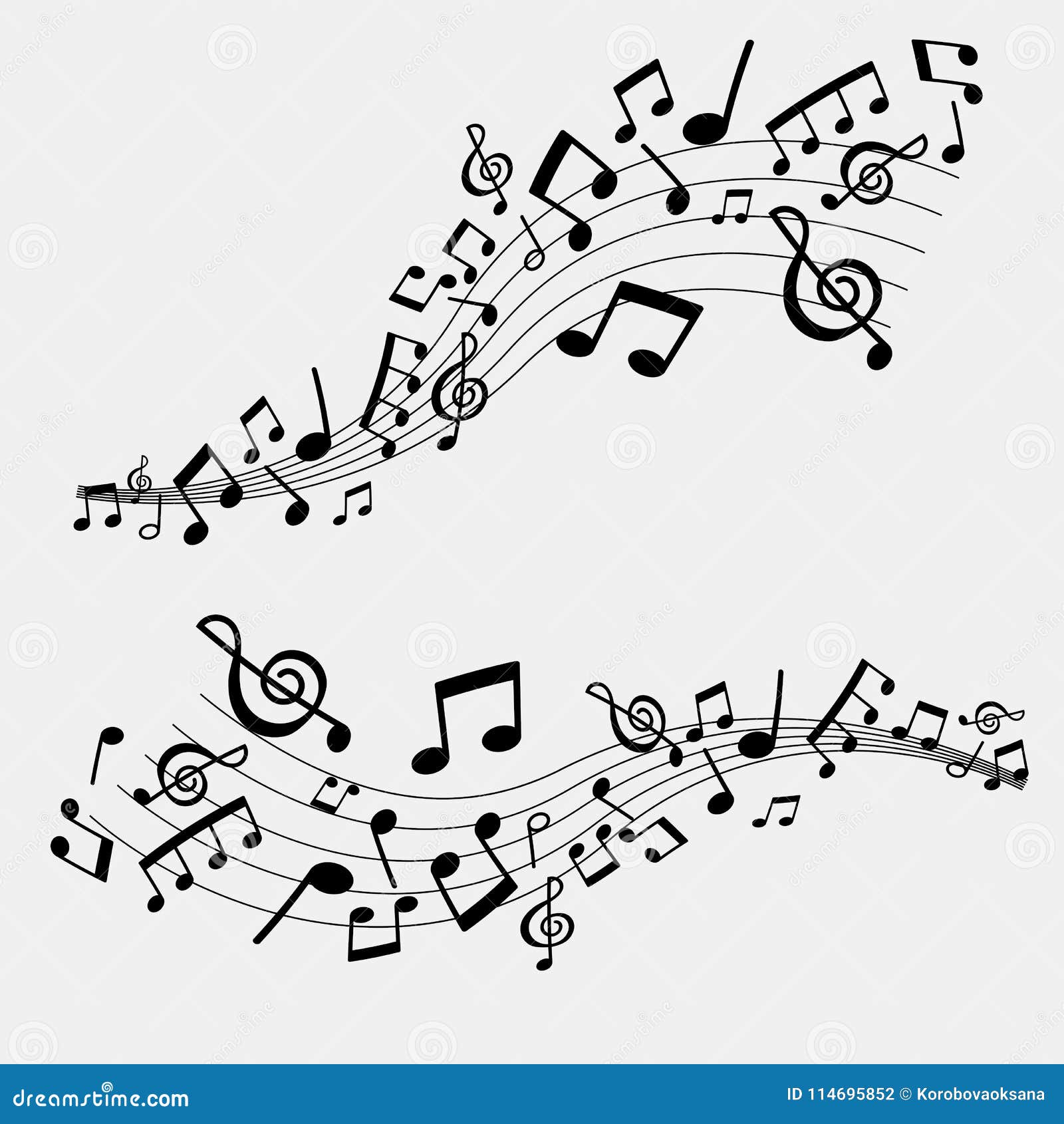 Illustration Des Notes Musicales, Couleur Noire Et Blanche Illustration ...