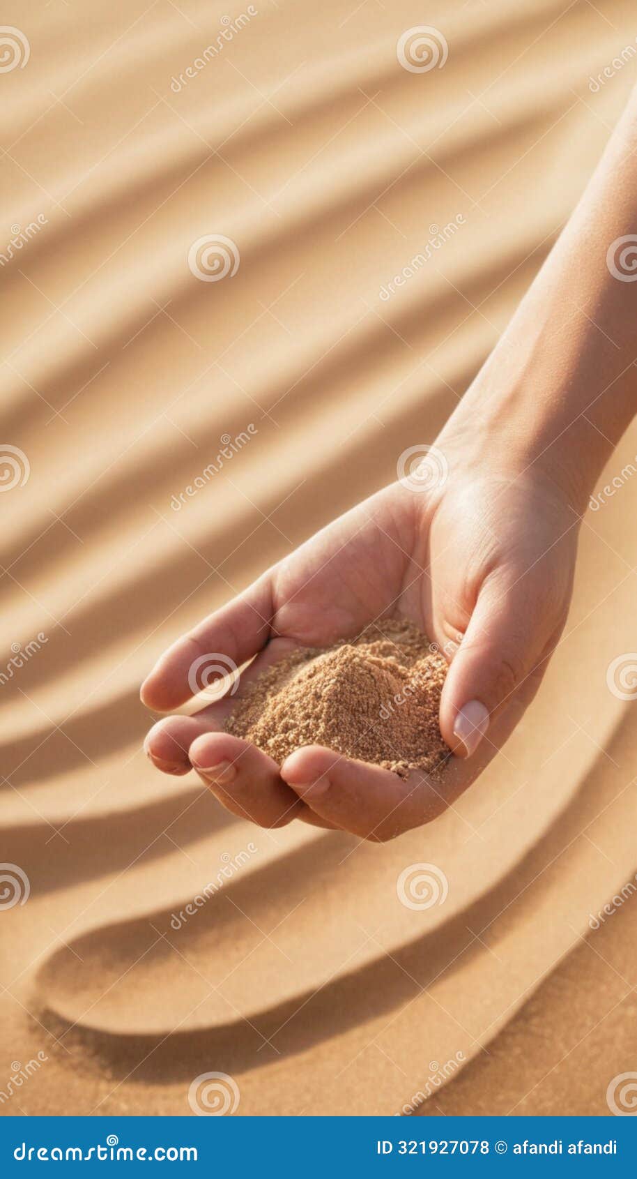 An Illustration in the Desert with a Hand Picking Up Sand in Bright ...