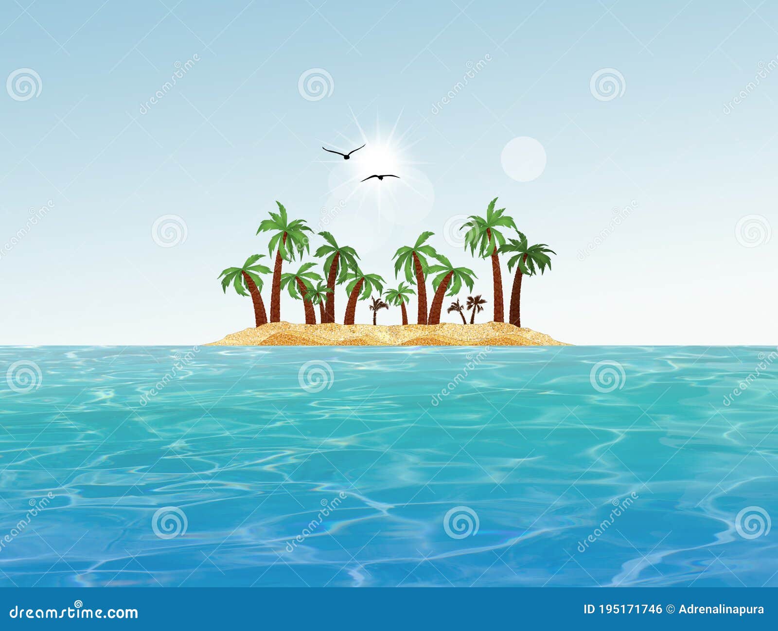 Illustration of the Desert Island Stock Illustration - Illustration of ...