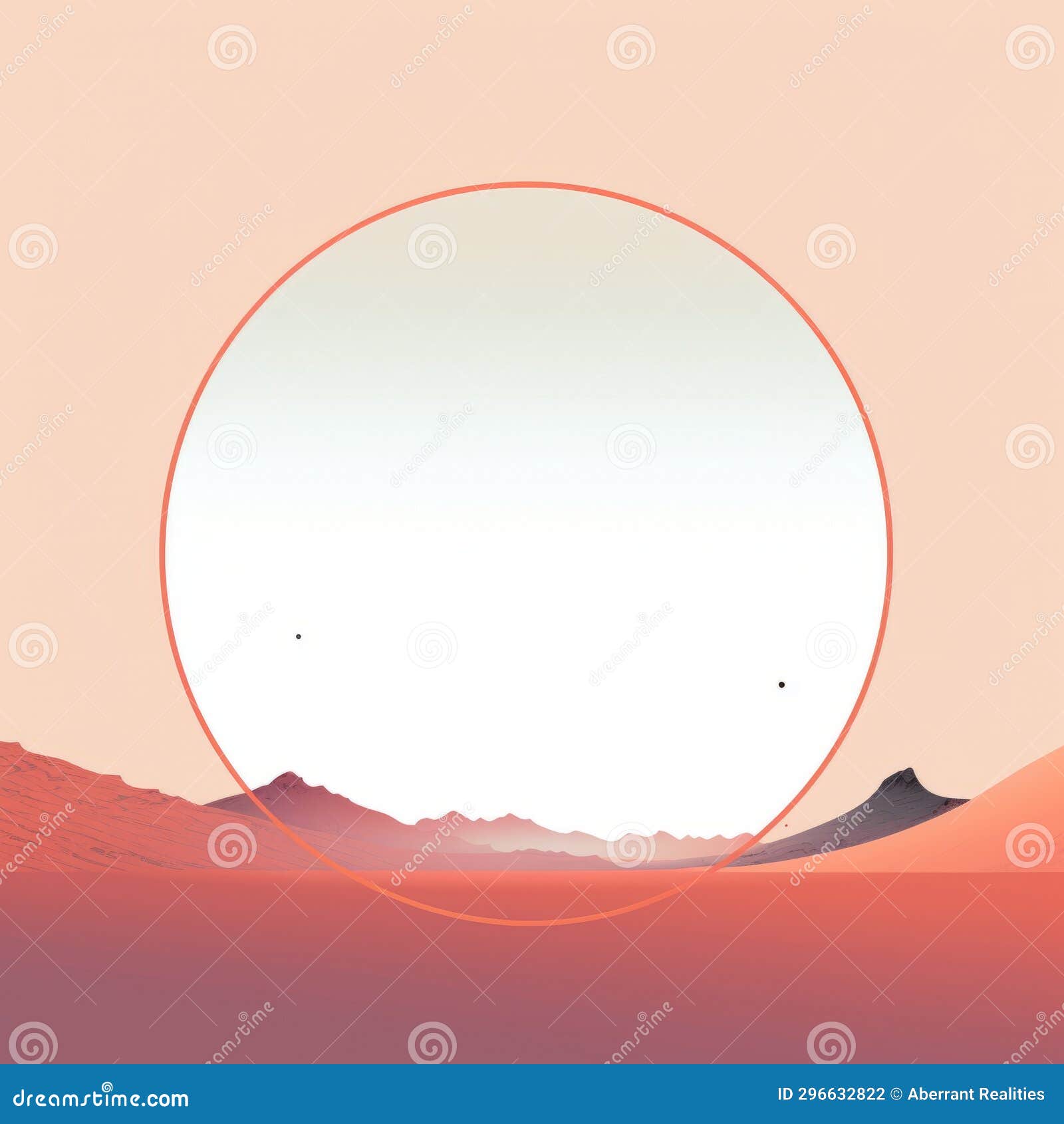 An Illustration of a Desert Landscape with a Circle in the Middle Stock ...