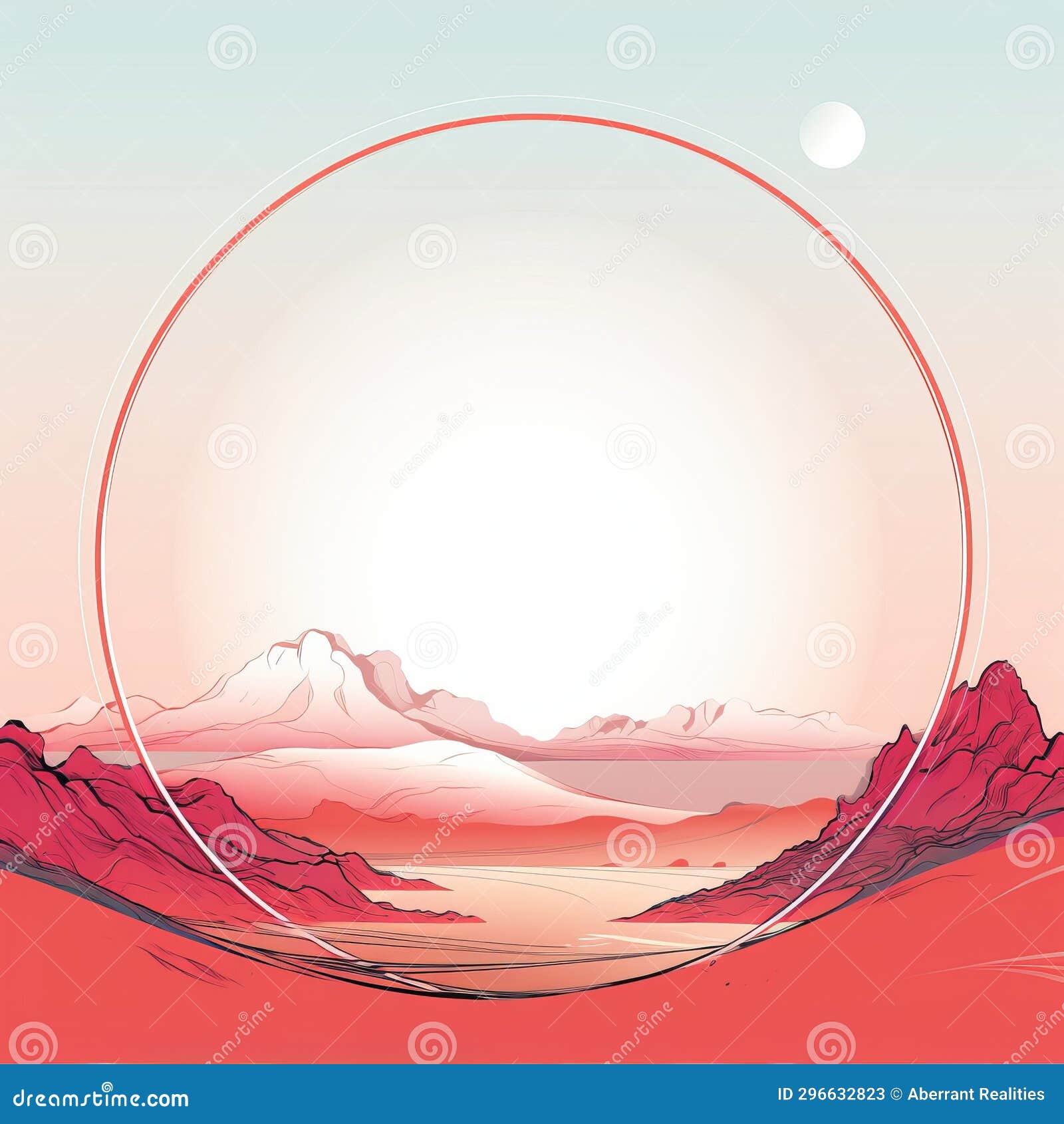 An Illustration of a Desert Landscape with a Circle in the Middle Stock ...