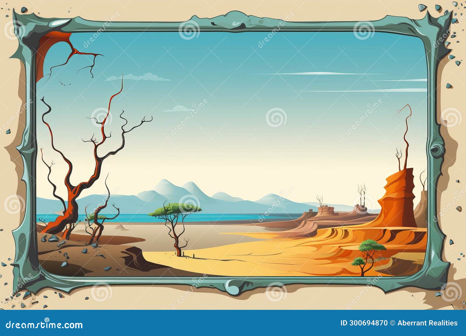 Desert Frame And Border Cartoon Vector | CartoonDealer.com #58173957
