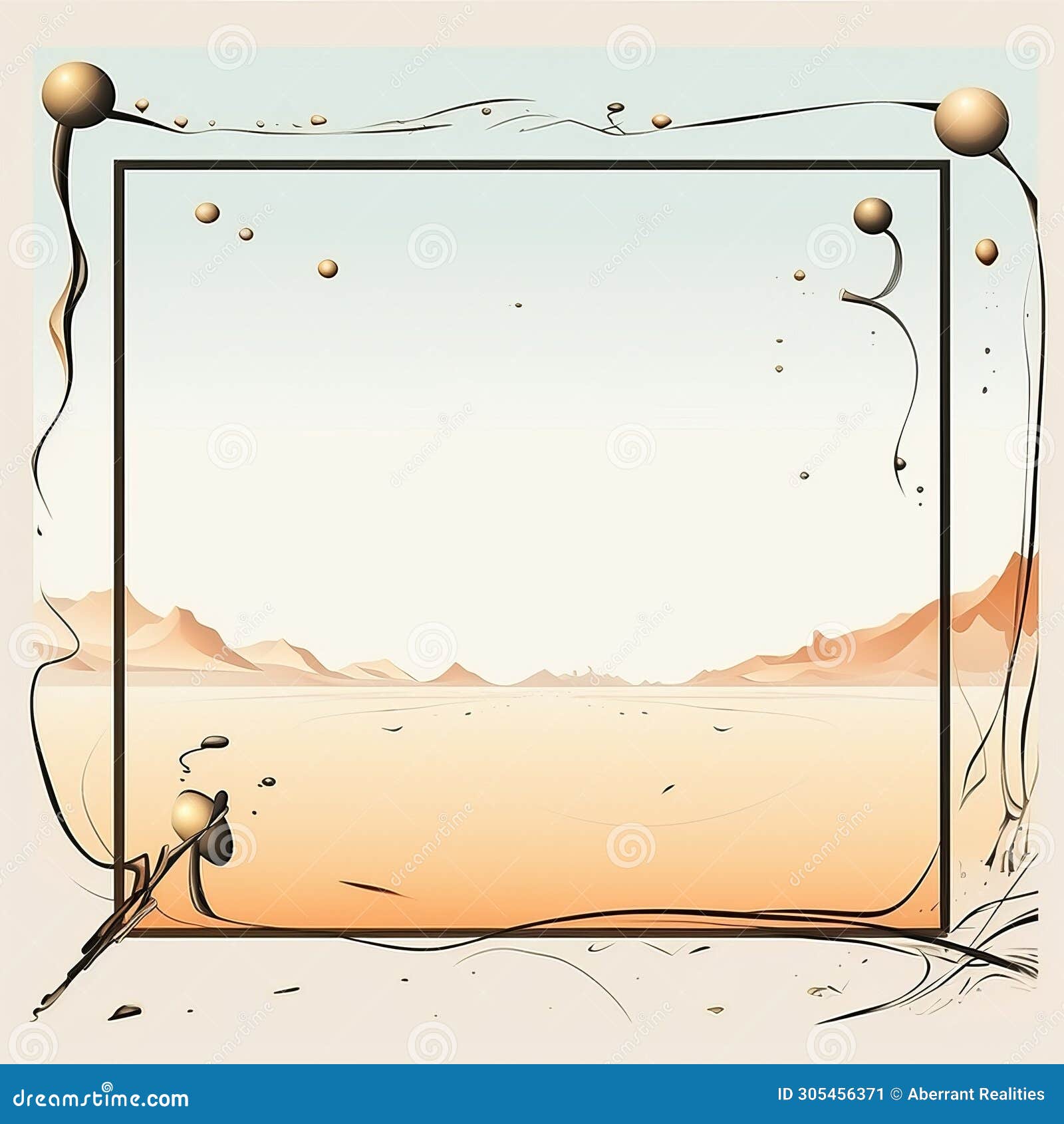 An Illustration of a Desert Landscape with a Square Frame Stock ...