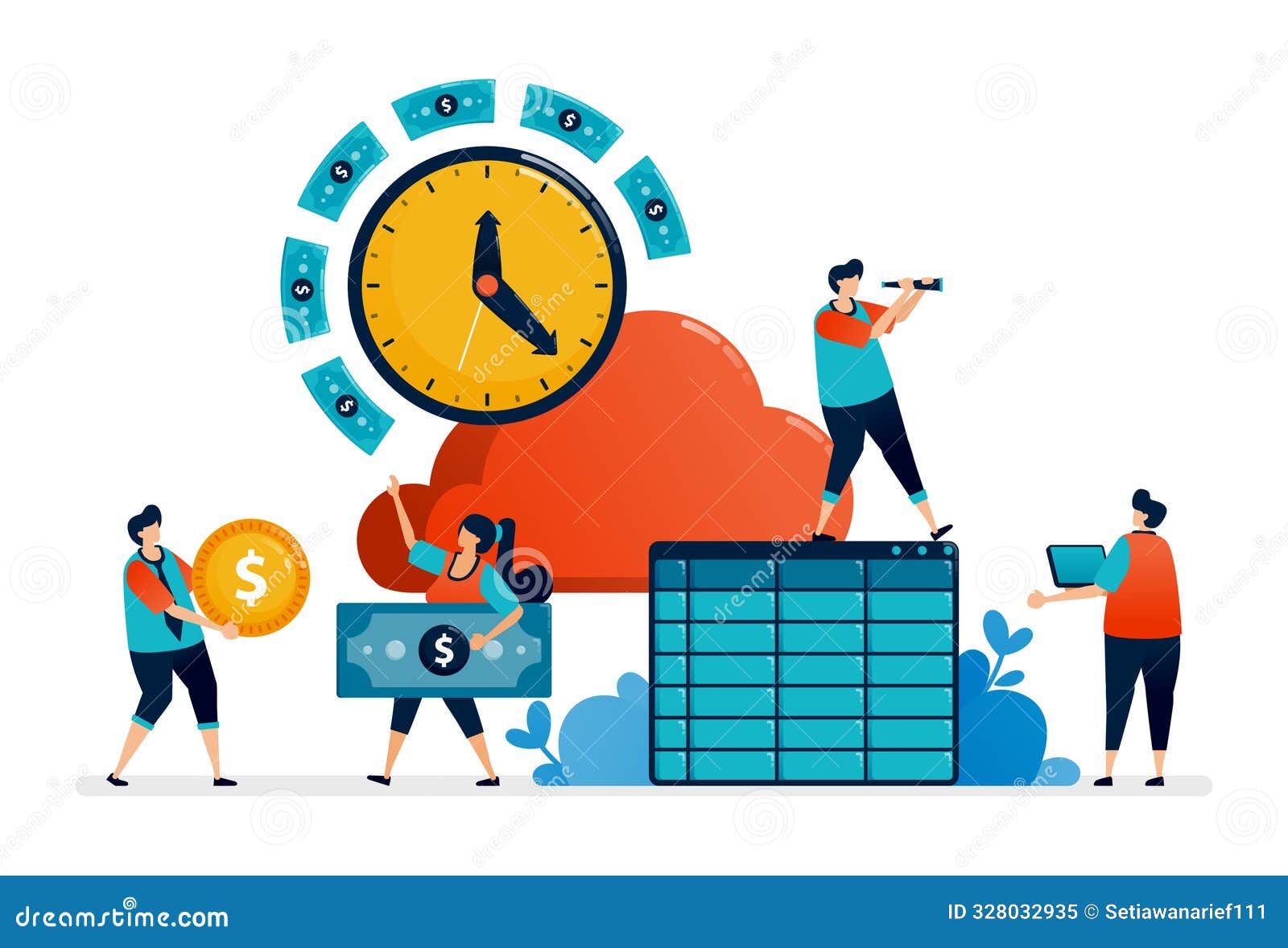 Illustration Design of Automatic Payroll System. Banking Paycheck ...