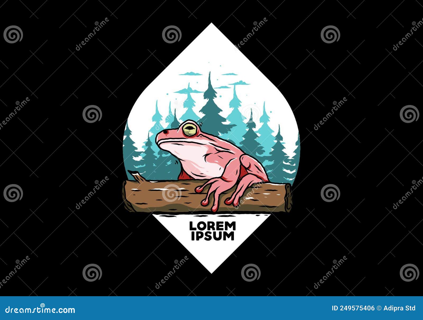 Big Frog Perched on a Log Illustration Stock Vector - Illustration of ...