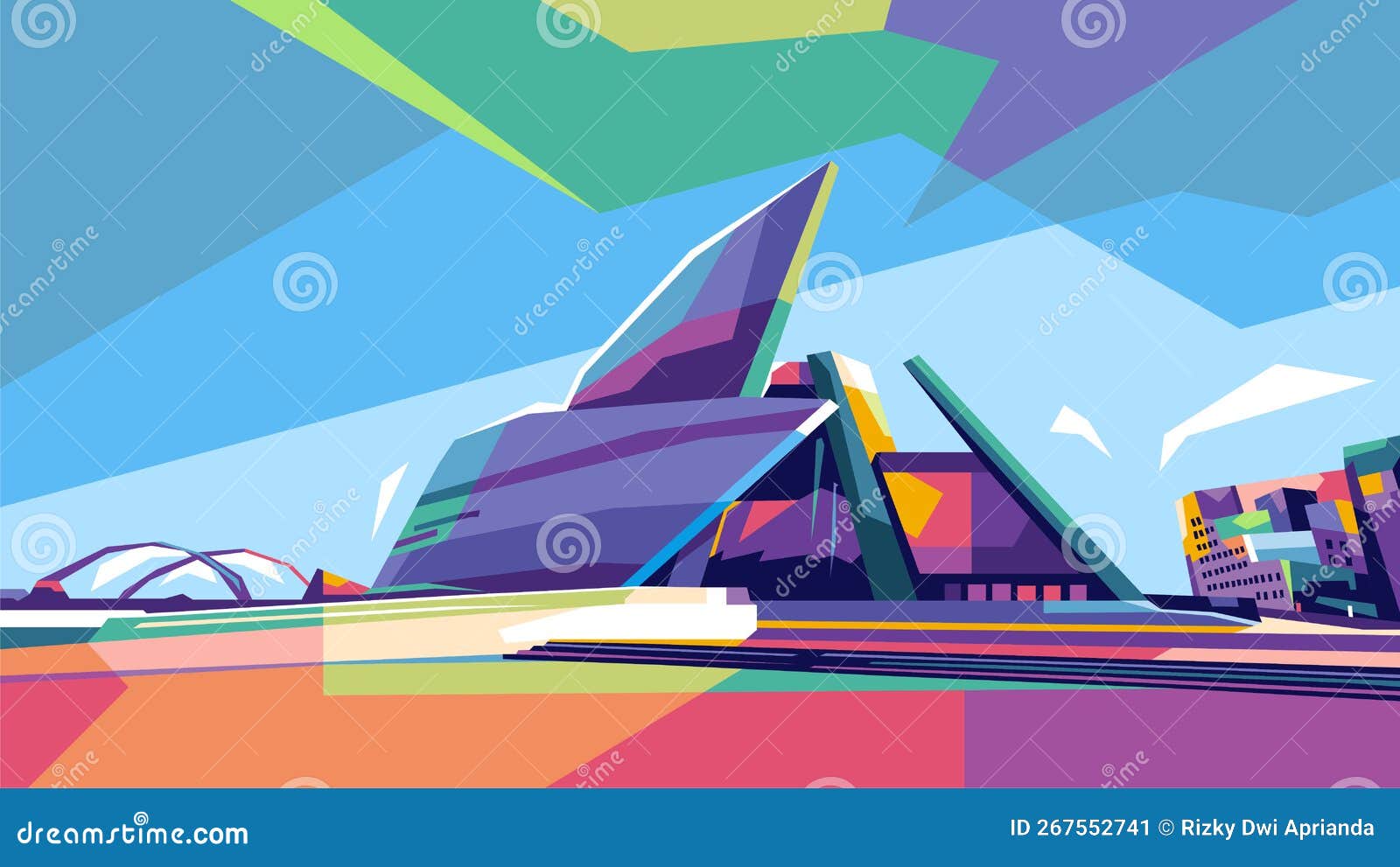 Illustration Design Building in the Suburbs Colorful Vector Wpap Popart ...