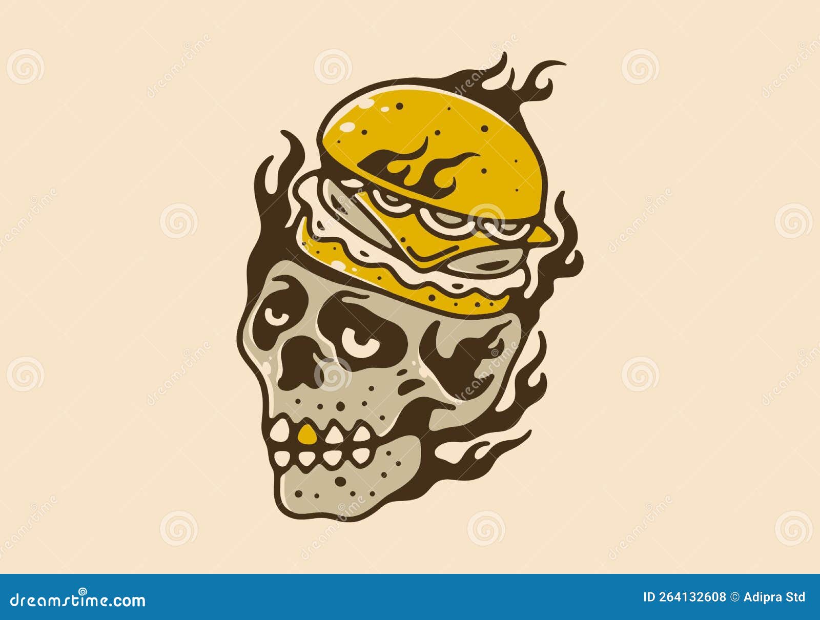 Burger Skull Logo Design Cartoon Vector | CartoonDealer.com #253718513