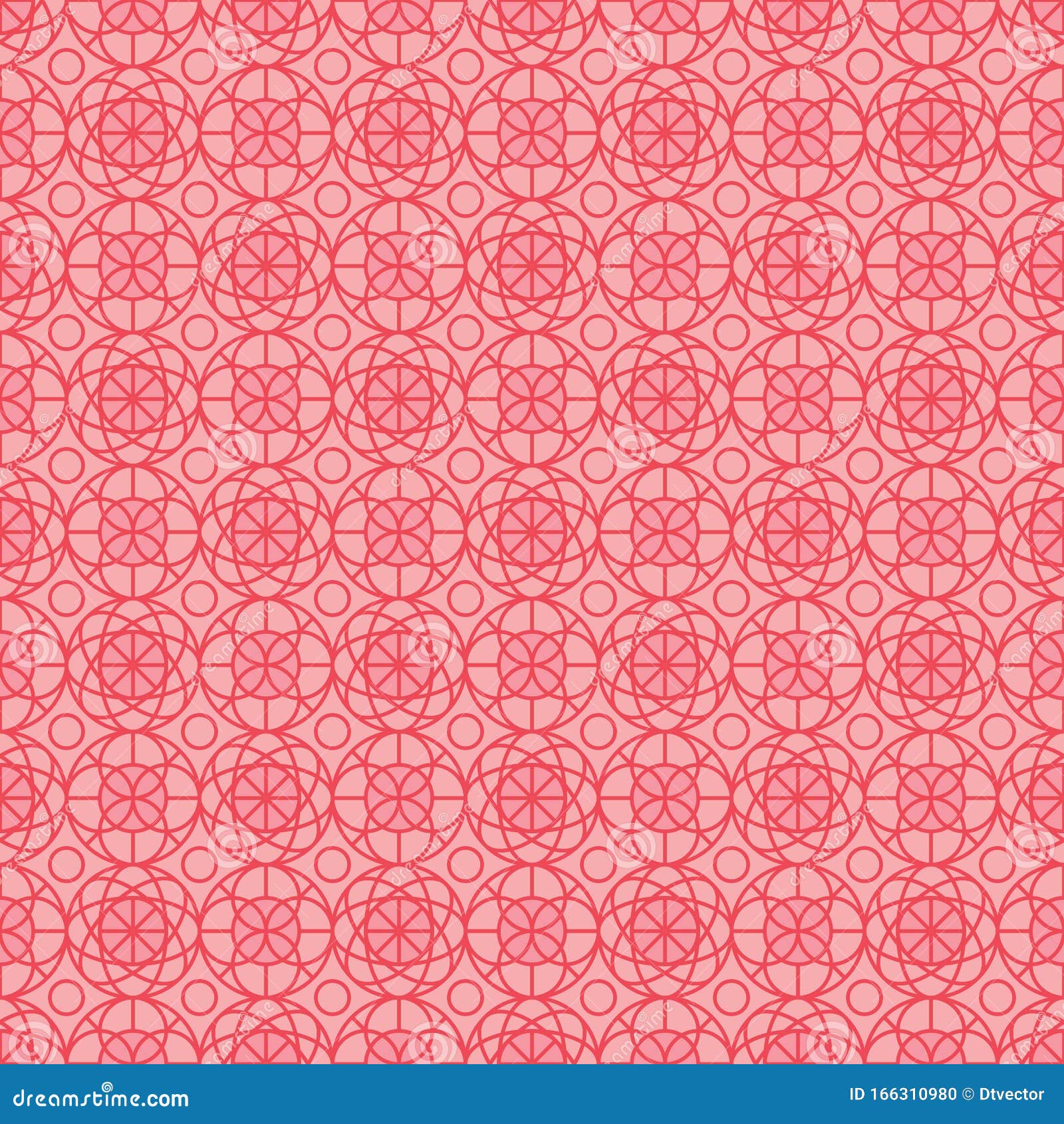 Circle Line Style Symmetry Red Seamless Pattern Stock Vector ...
